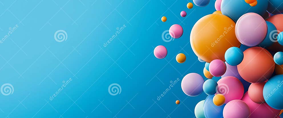 Colorful 3D Spheres on a Blue Background Stock Illustration ...