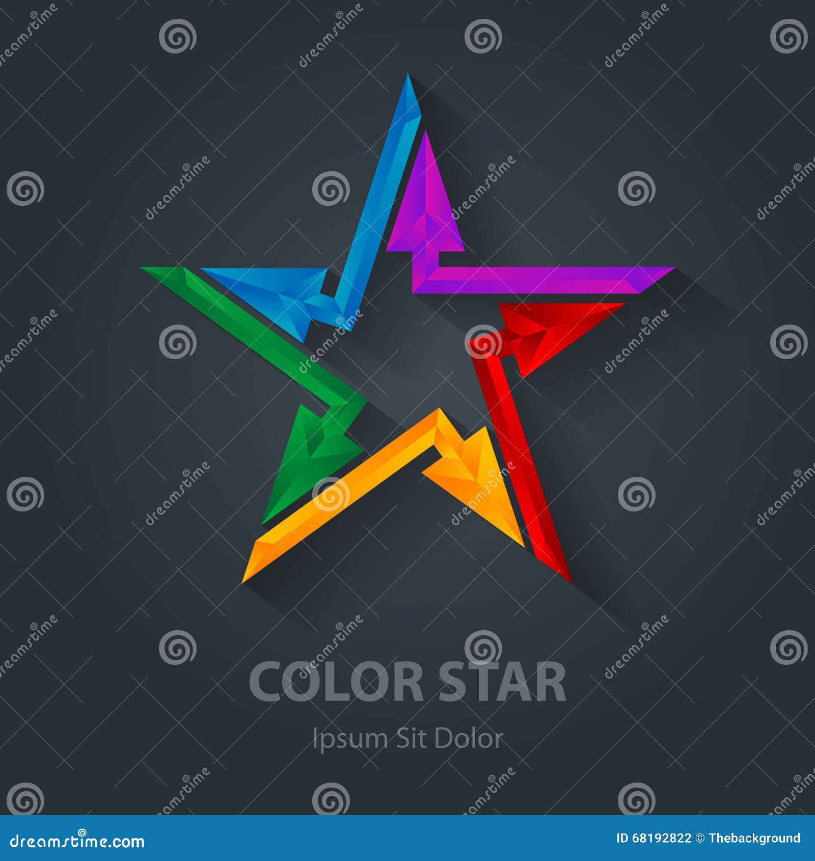 Colorful 3d Star Logo with Arrows. Star-shaped Vector Logotype T Stock ...