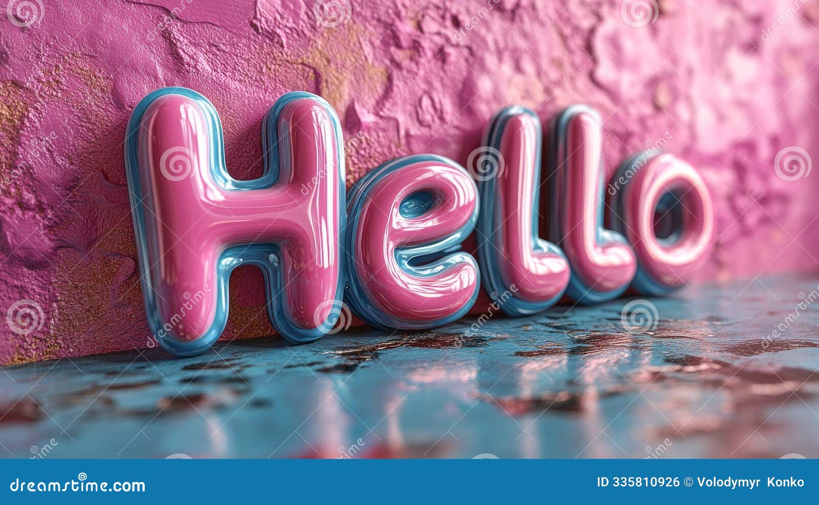 Colorful 3d Text Saying Hello on a Pink Textured Wall Stock Photo ...