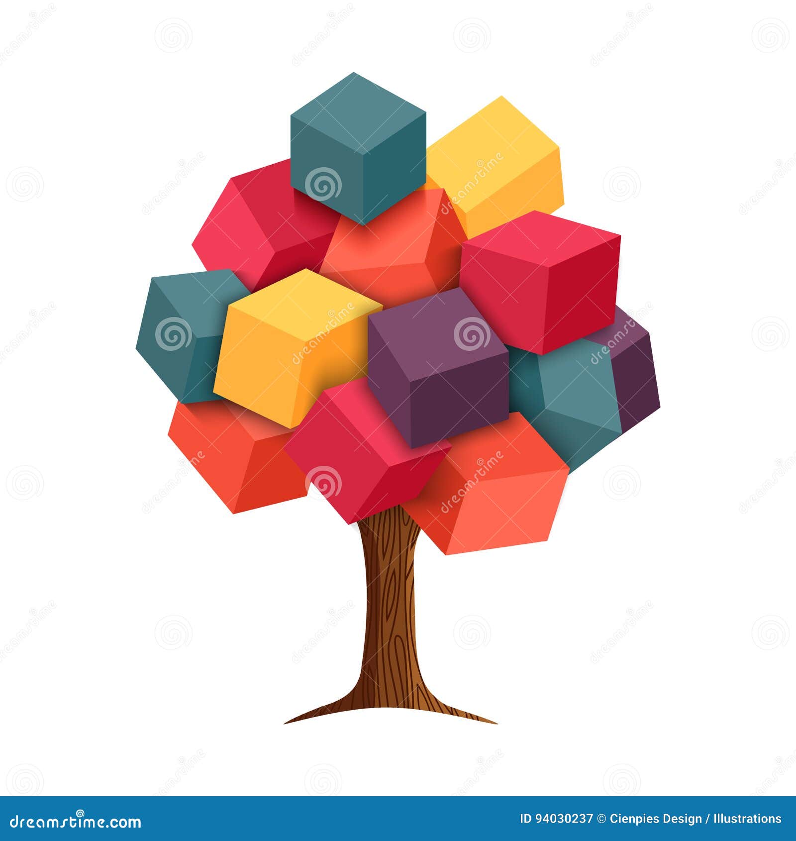 Colorful 3d Tree Geometric Illustration Concept Stock Vector ...
