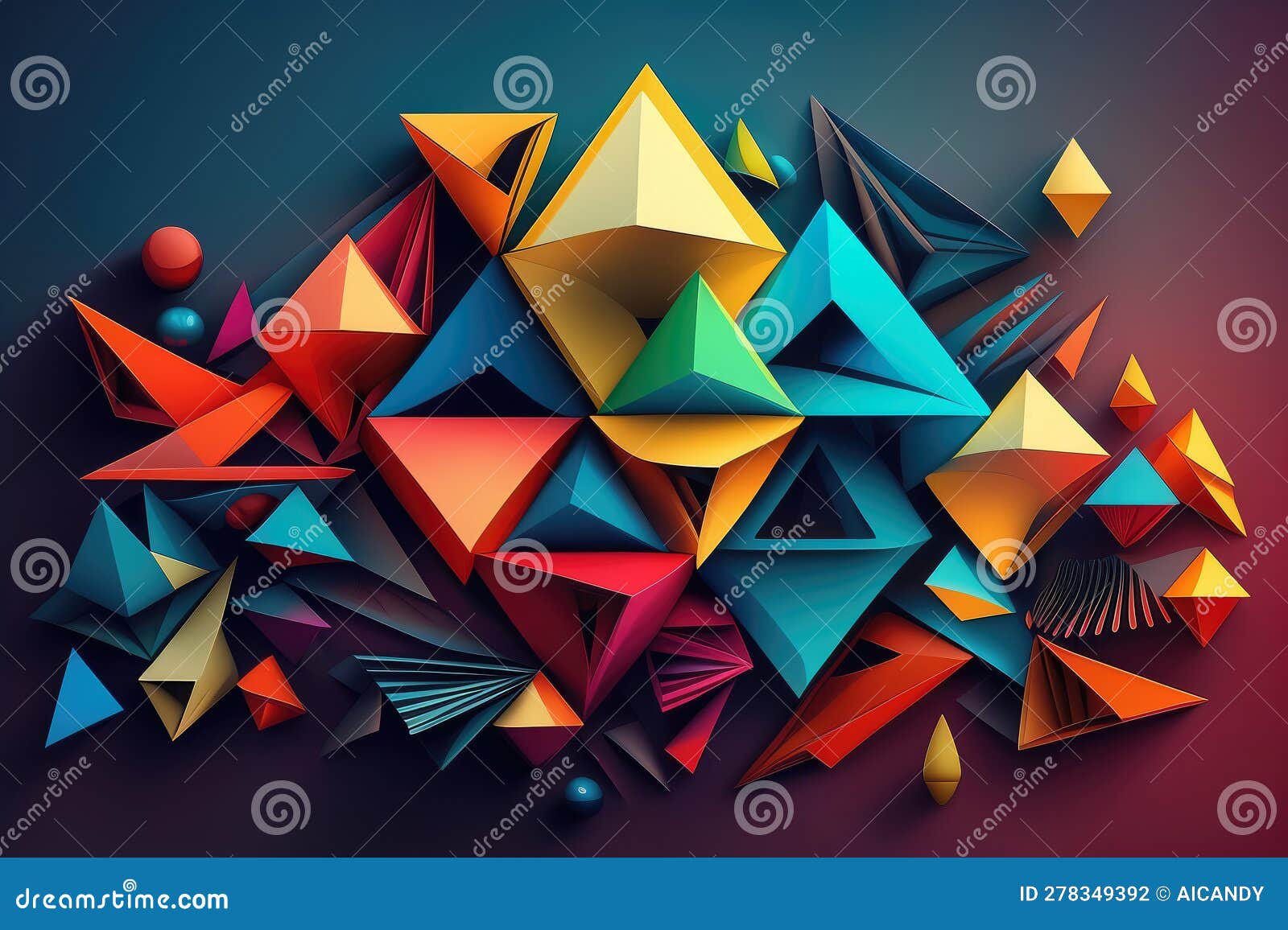 Colorful 3D Triangle Prism with Overlapping Layers Stock Illustration ...