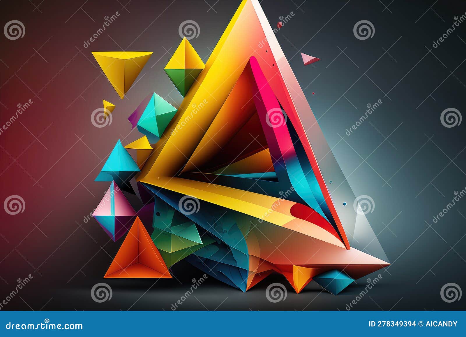 Colorful 3D Triangle Prism with Overlapping Layers Stock Illustration ...