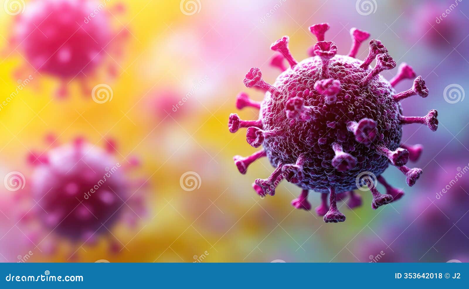 Colorful 3d Visualization Of Coronavirus Particles With Spikes. HMPV ...