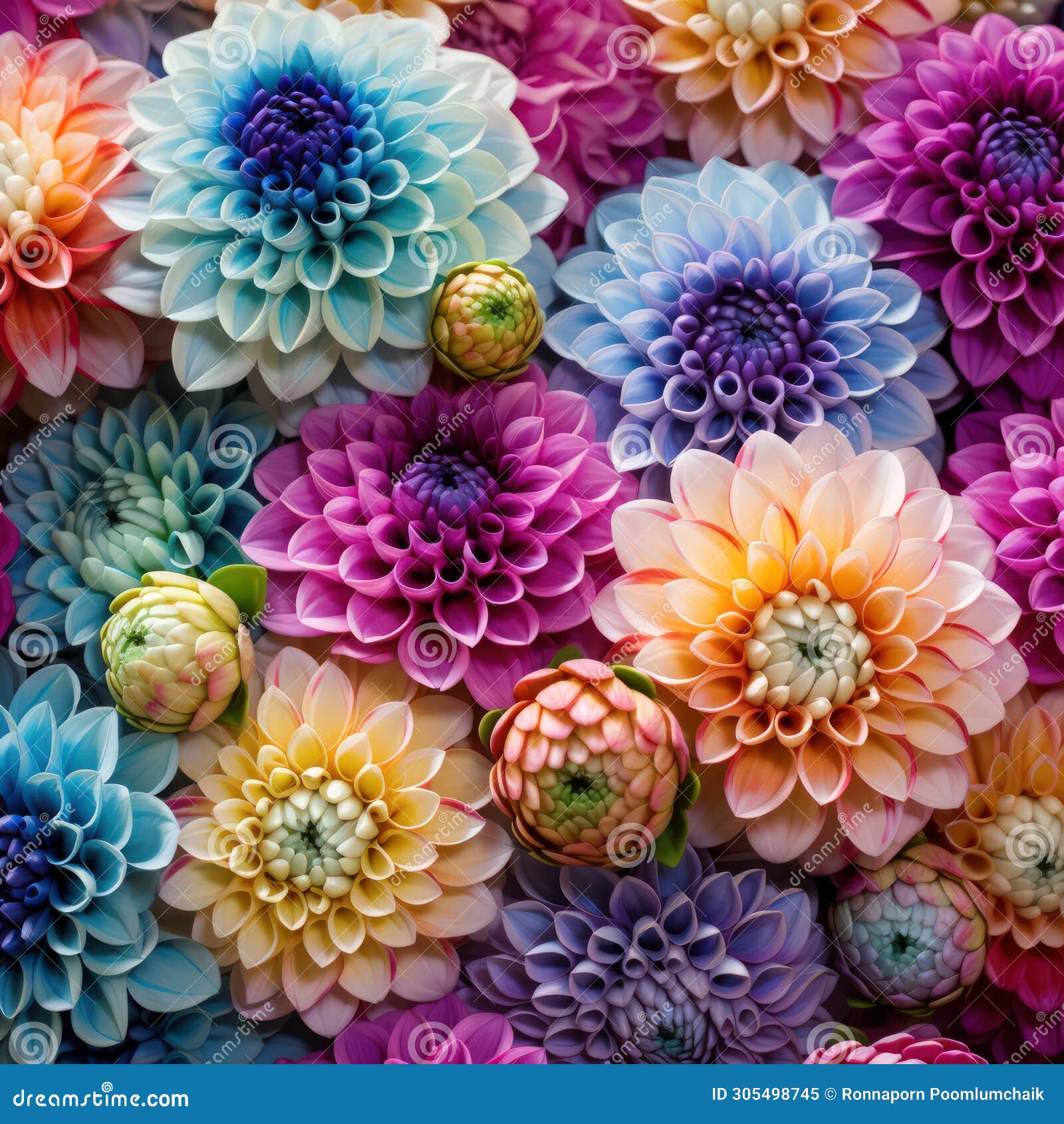 Colorful Dahlia Texture Background Stock Image - Image of blooming, macro: 305498745