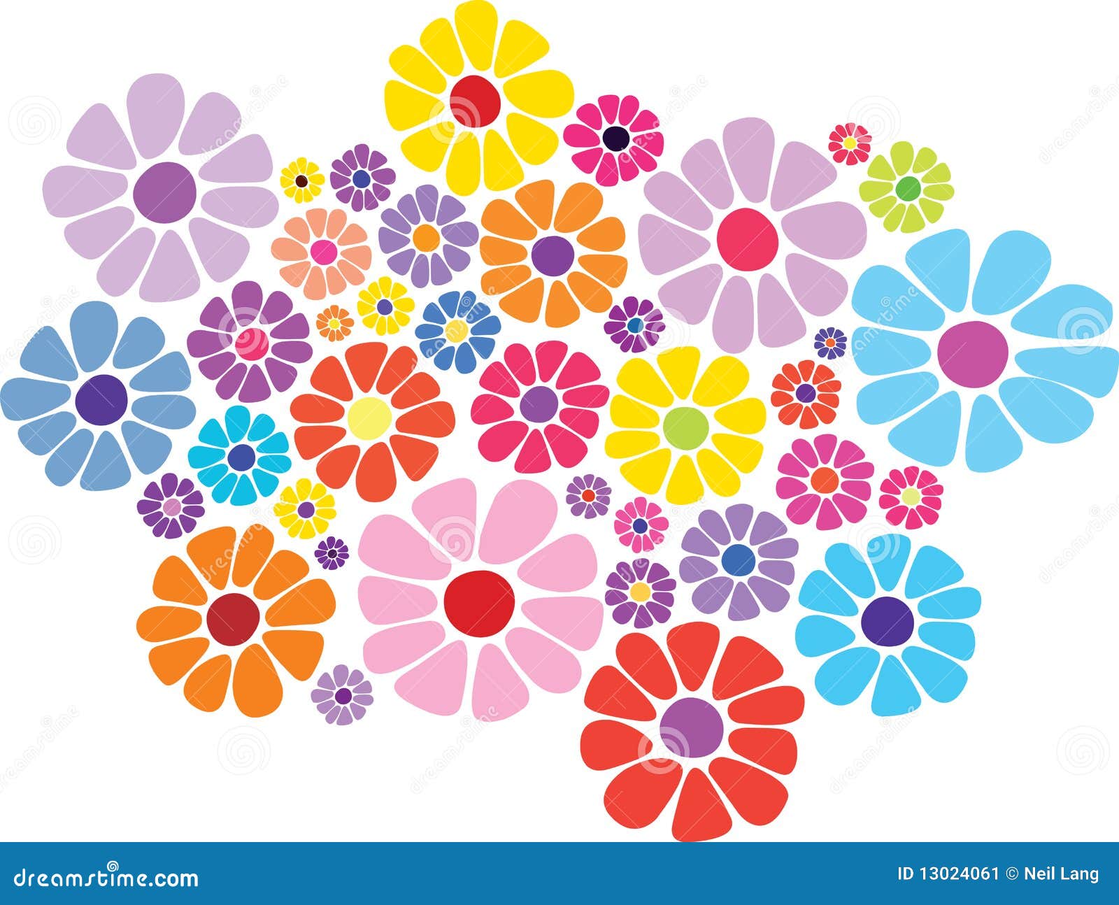 Colorful daisy flower stock vector. Illustration of orange - 13024061