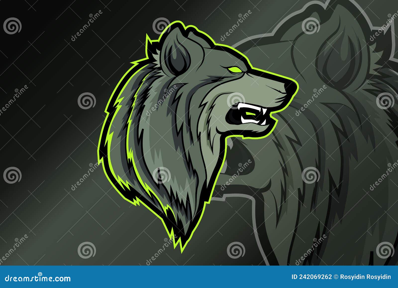 Colorful Dangerous Scary Ferocious Wolf Head Stock Vector ...