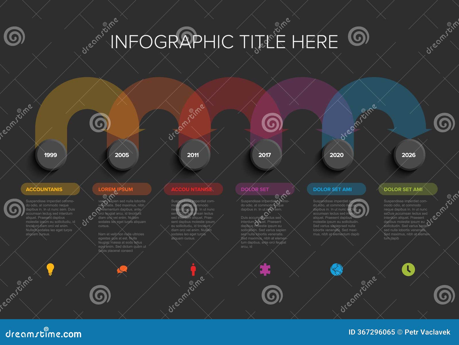 Colorful Dark Timeline Infographic With Big Milestones And Color Big ...
