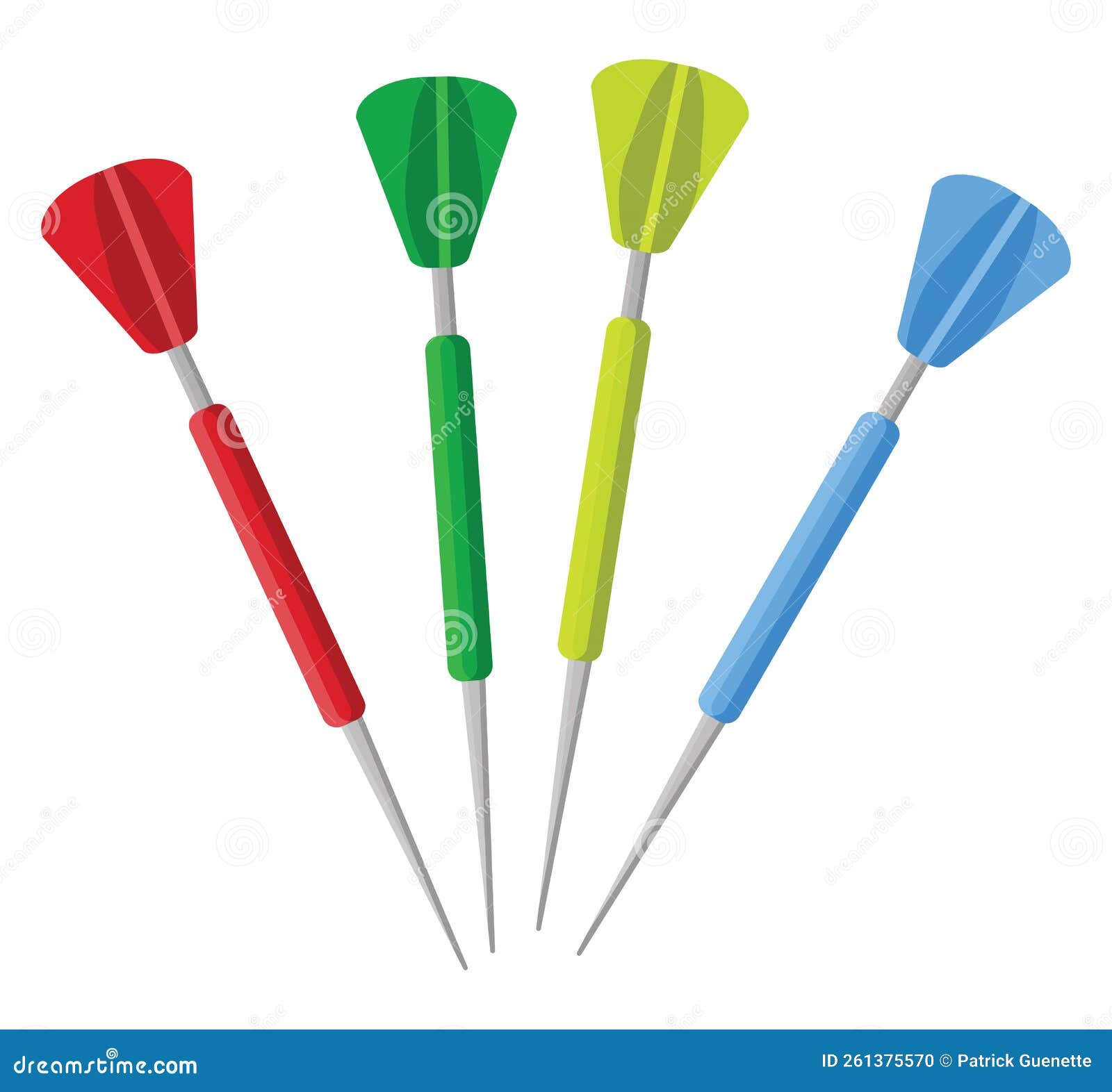 Colorful dart arrows, icon stock vector. Illustration of blue - 261375570
