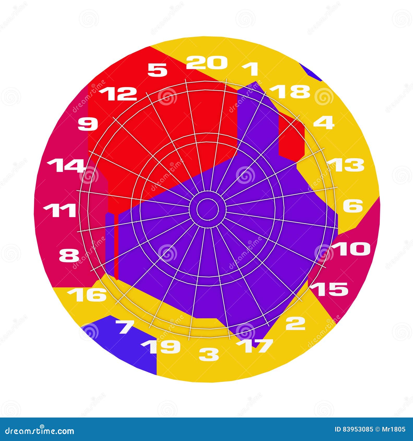Colorful Dartboard Isolated on White Background Stock Illustration ...