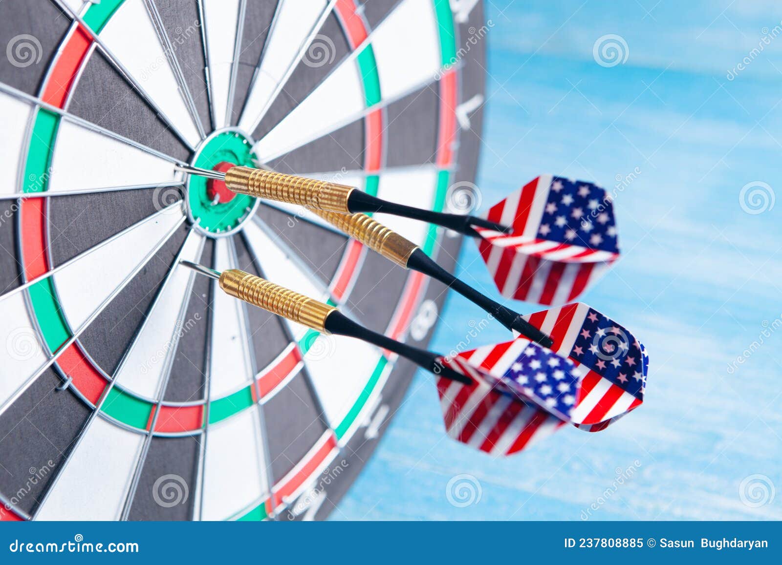 Colorful Darts on Dart Board Stock Image - Image of center, darts ...