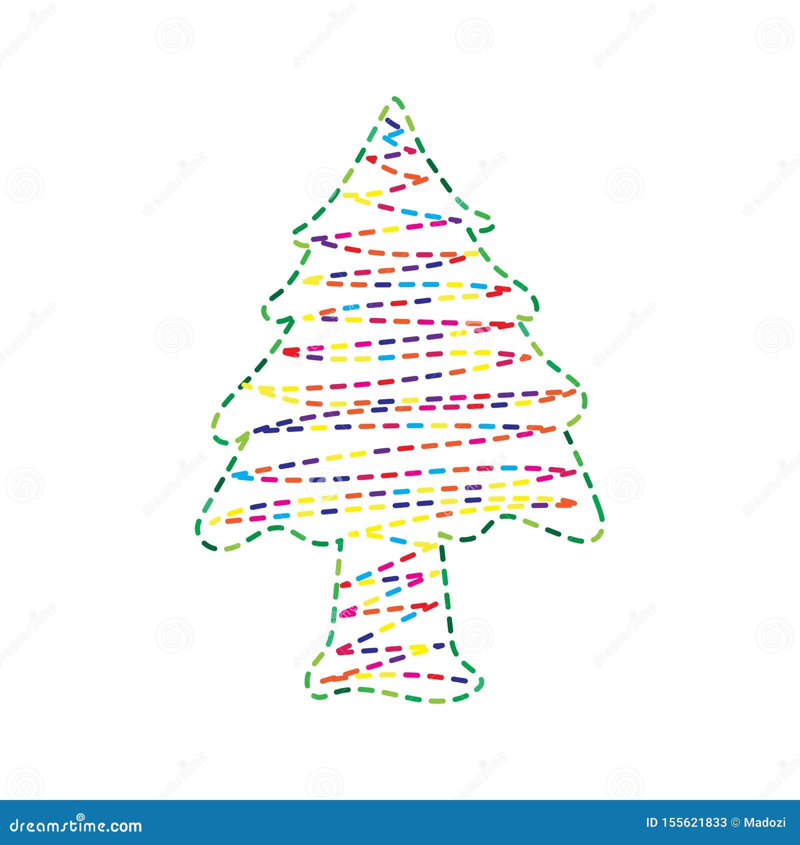 Colorful Dashed Random Christmas Tree Stock Vector - Illustration of ...