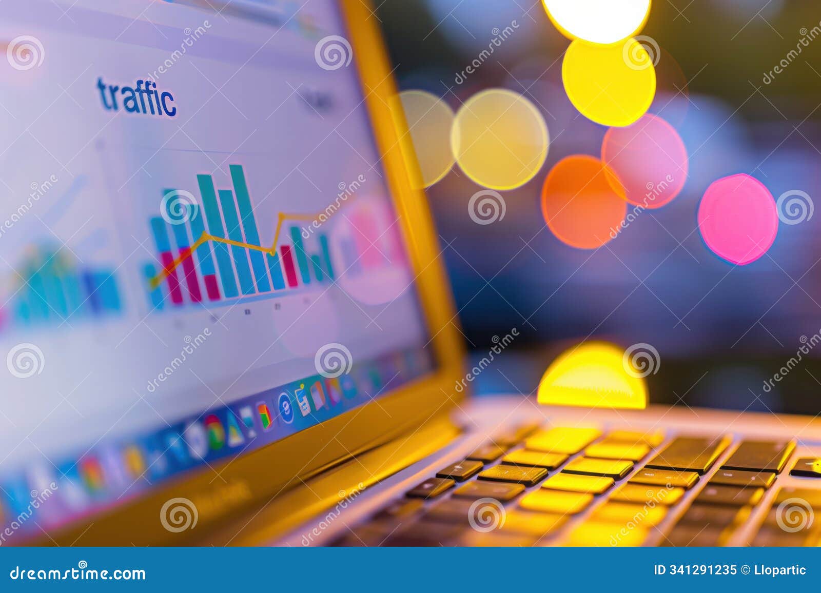 Colorful Data Analytics Displayed on a Laptop Screen, Highlighting ...
