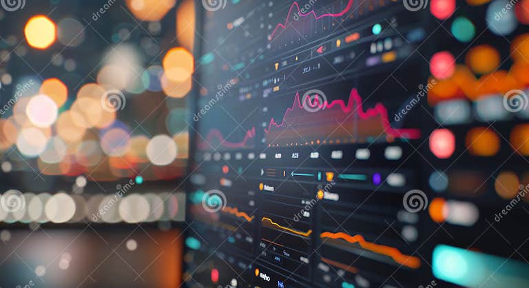 Colorful Data Visualization Displaying Trends and Insights at Night ...