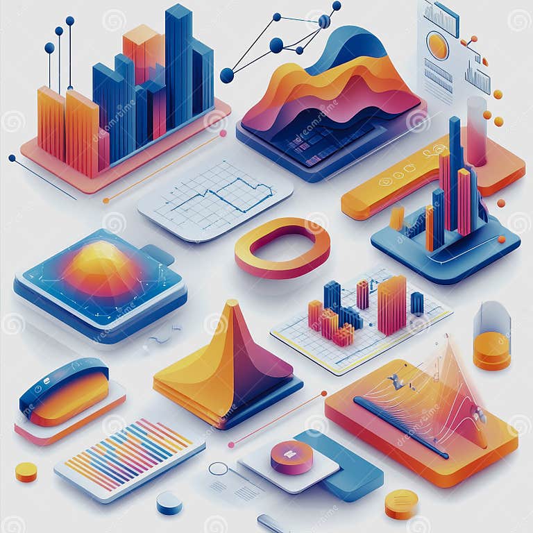 Colorful Data Visualization Elements Like Charts, Graphs, and ...