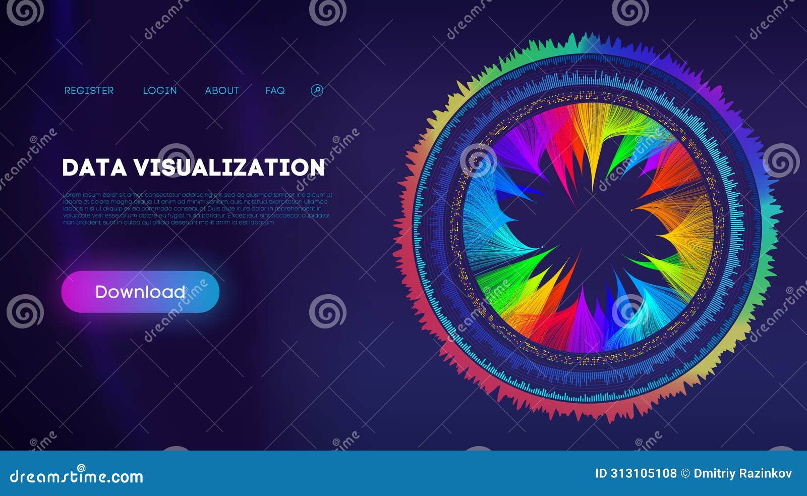 Colorful Data Wheel Infographic on Dark Background. Data Visualization ...