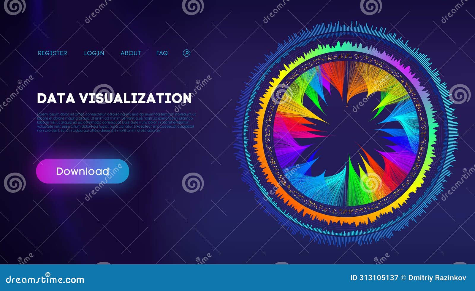 Colorful Data Wheel Infographic on Dark Background. Data Visualization ...