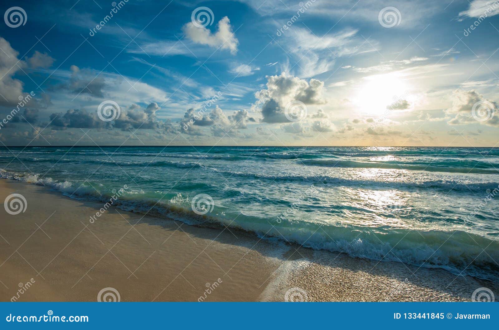 Colorful dawn over the sea stock image. Image of morning - 133441845
