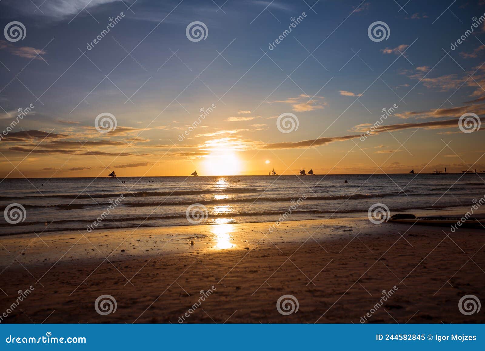 Colorful dawn over the sea stock image. Image of sail - 244582845