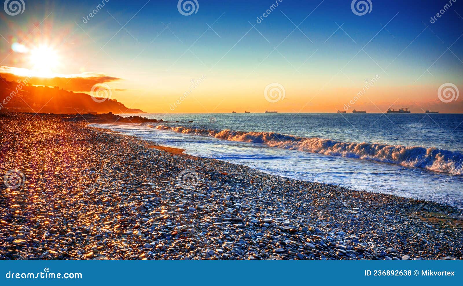 Colorful Dawn Over the Sea. Nature Composition Stock Photo - Image of ...
