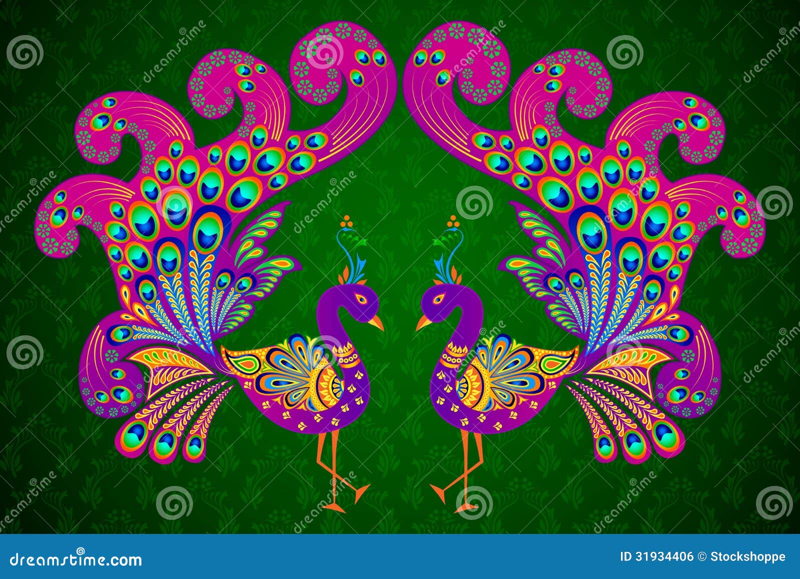 Colorful Decorated Peacock stock vector. Illustration of ornamental ...