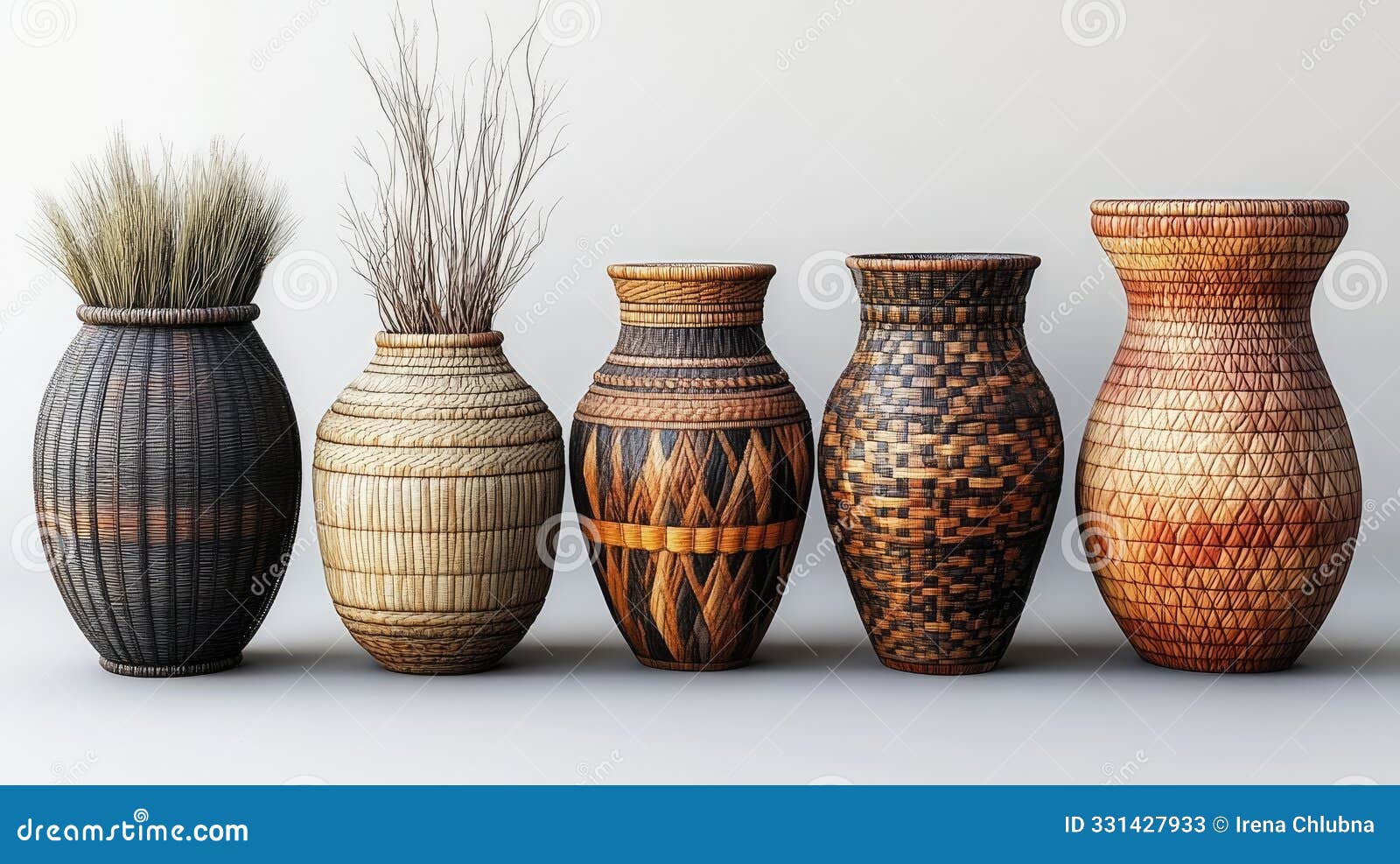 Colorful Decorated Pottery Standing in a Row on a Shelf in a Pottery ...