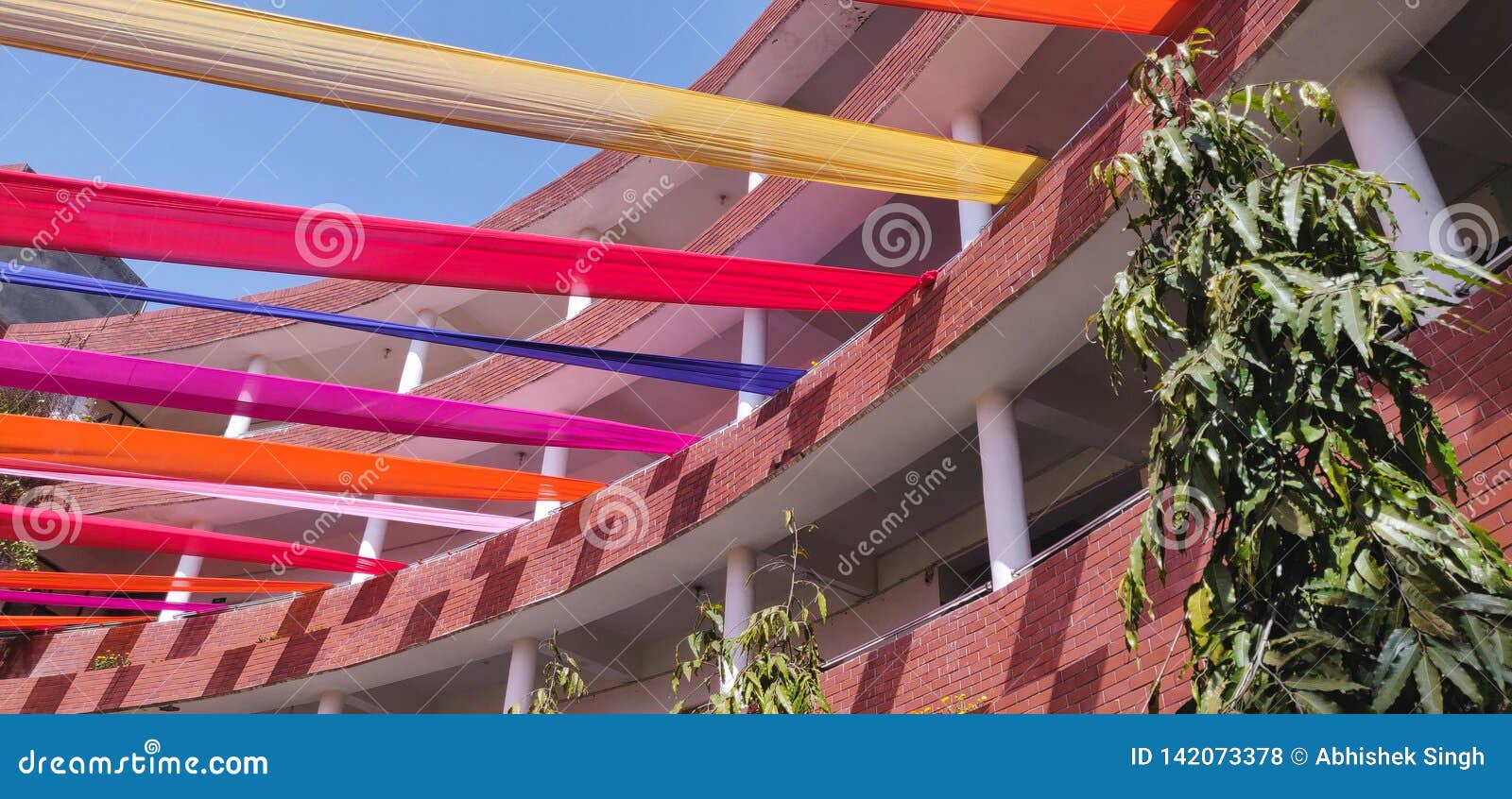 Colorful Decoration with Clothes on an Tall Building Stock Photo ...