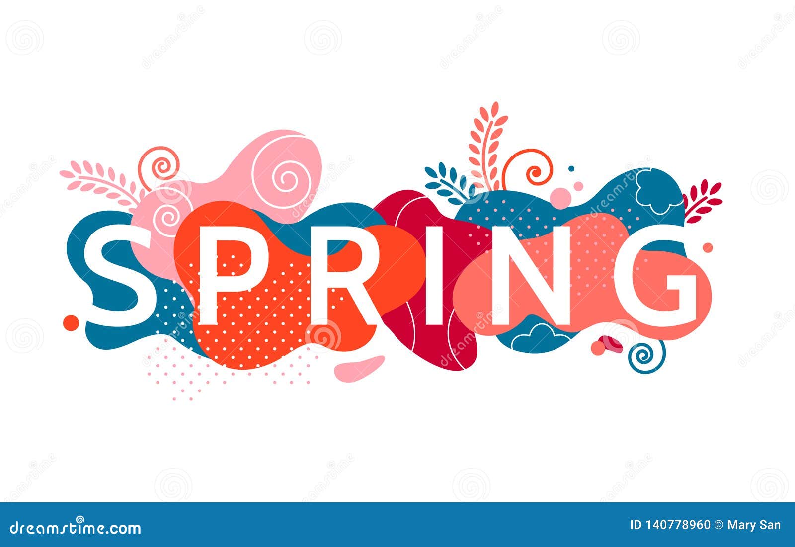 Colorful Decorative Banner, Element with Inscription Spring Stock ...