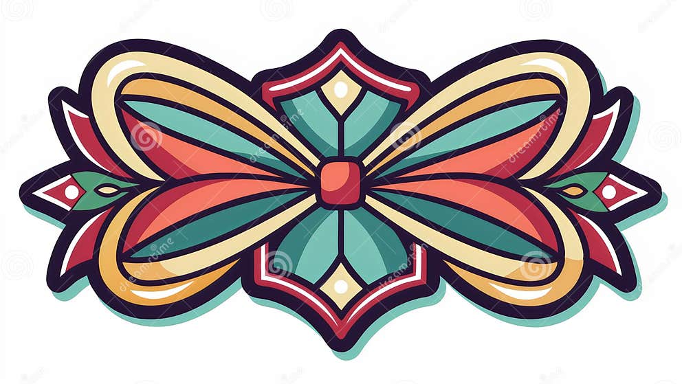 Colorful Decorative Bow Design with Vibrant Patterns and Shapes Stock ...