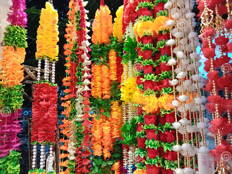 Colorful Decorative Flower Garlands for Multipurpose Use Stock Photo ...