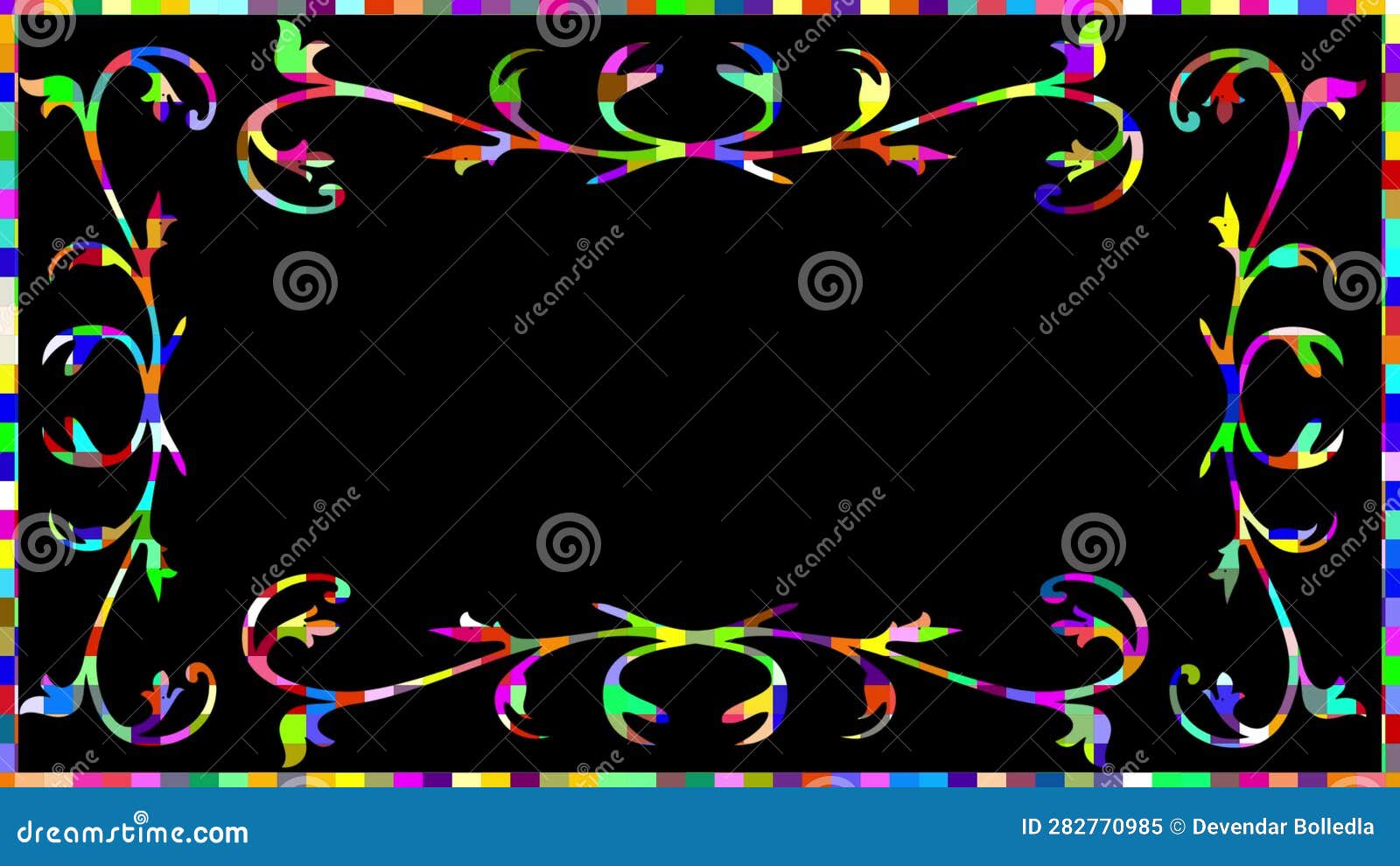 Colorful Decorative Frame Motion Graphics with Plain Black Background ...