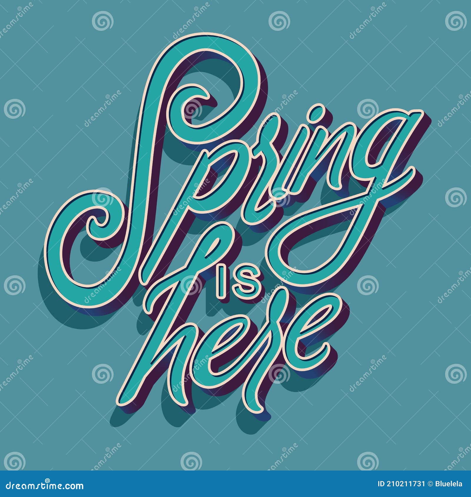 Colorful Decorative Handwritten Typography Design with Spring is Here ...