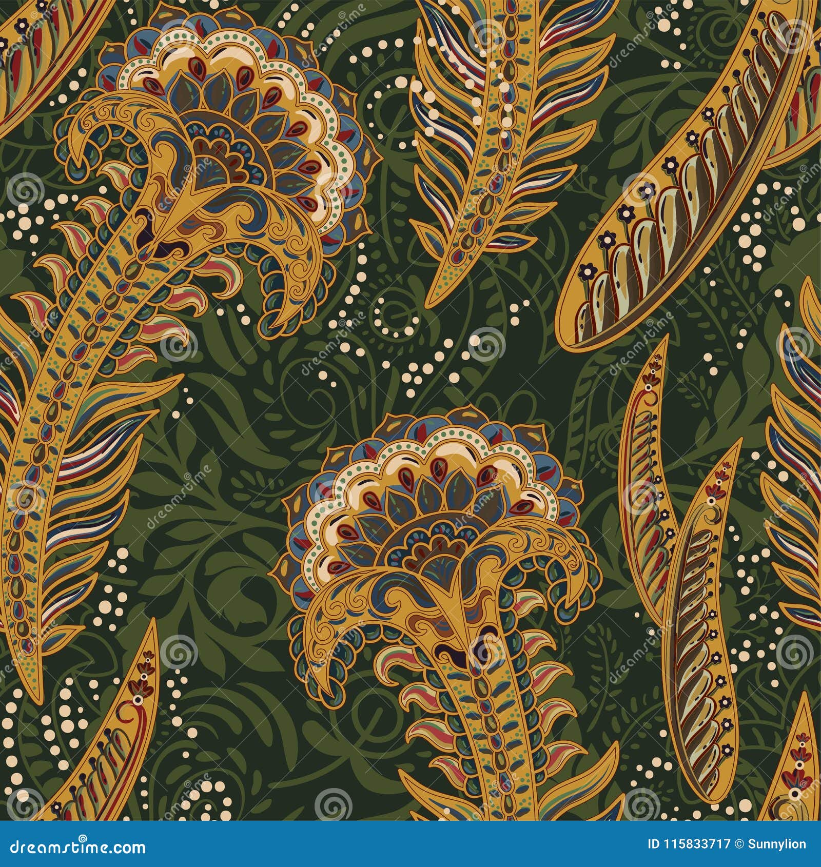 Colorful Decorative Pattern. Ethnic Background with Peacock Feathers ...