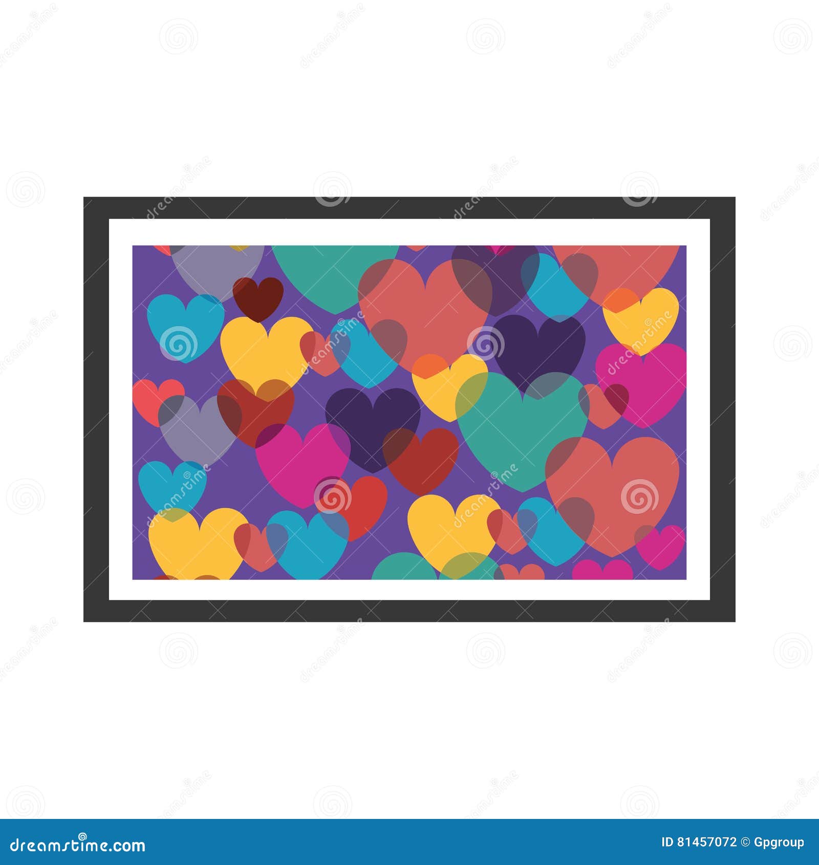 Colorful Decorative Picture Frame with Hearts Stock Illustration ...