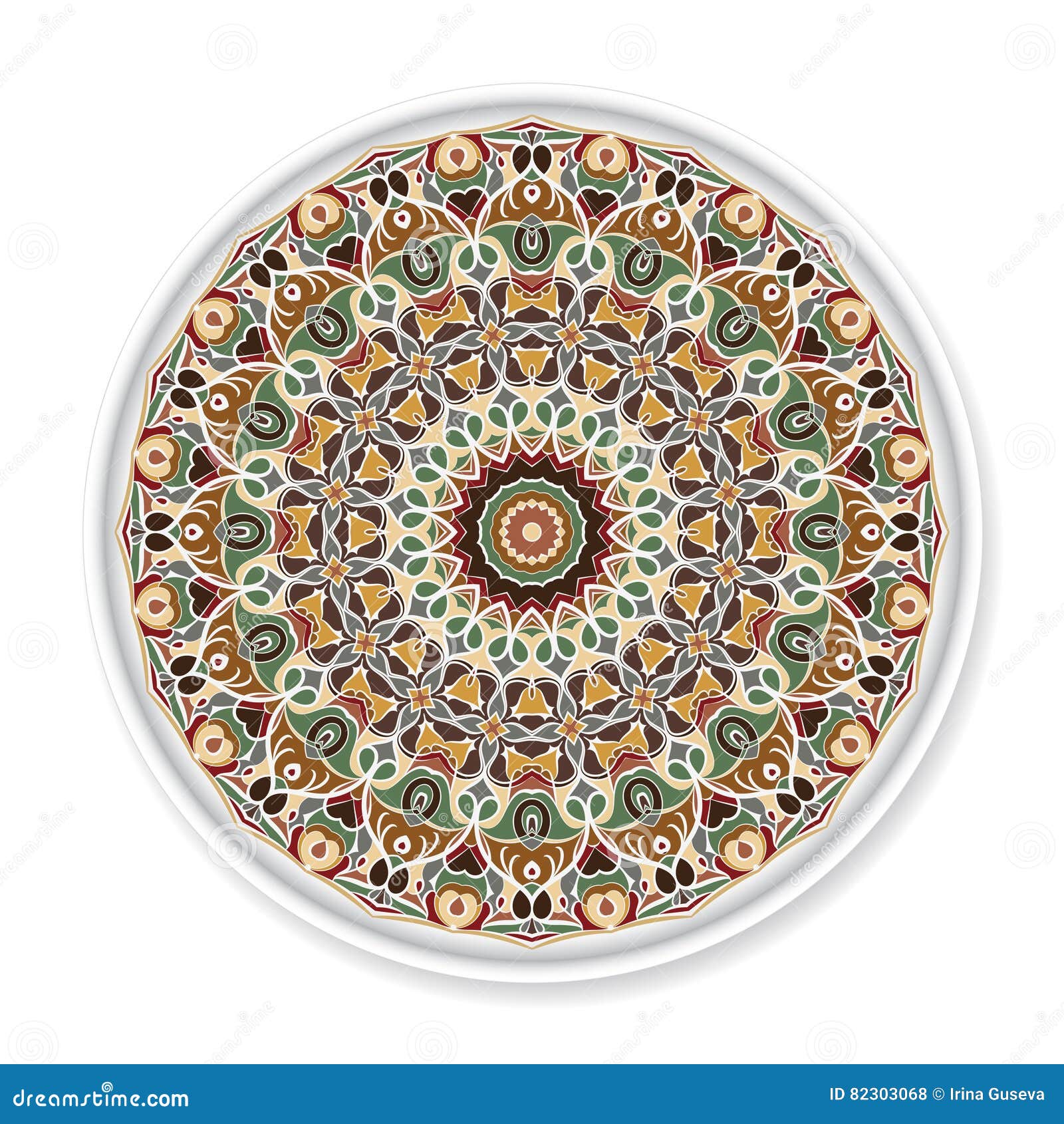 Colorful Decorative Plate with Pattern. Stock Vector - Illustration of ...
