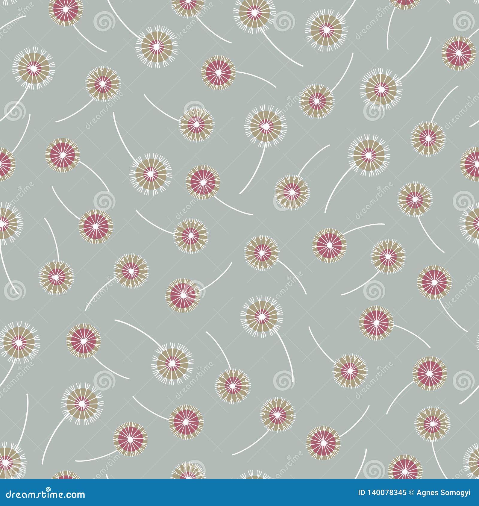 Colorful Decorative Seamless Vector Pattern with Abstract Dandelions on ...