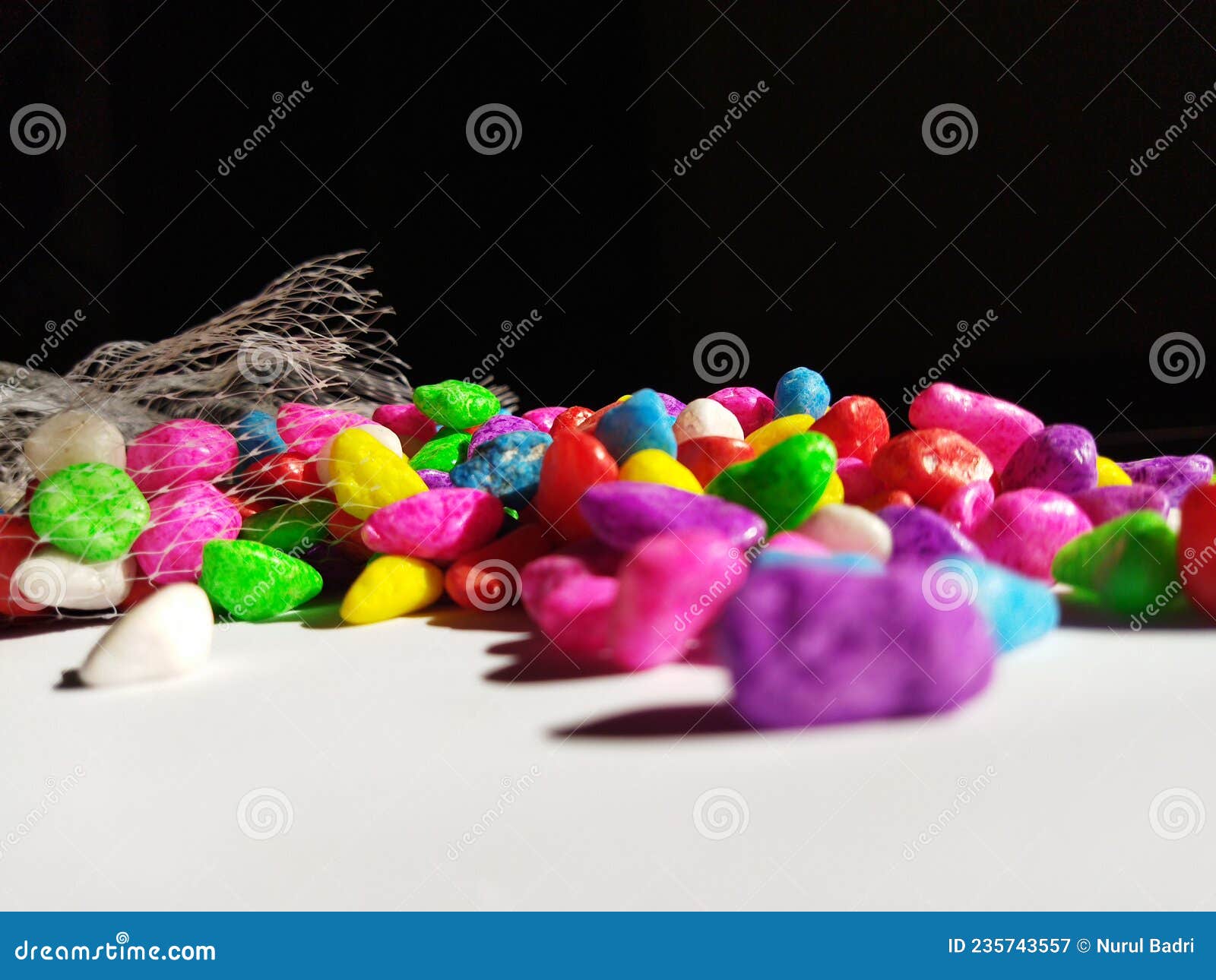 Colorful Decorative Stone Objects on Black and White Background Stock ...