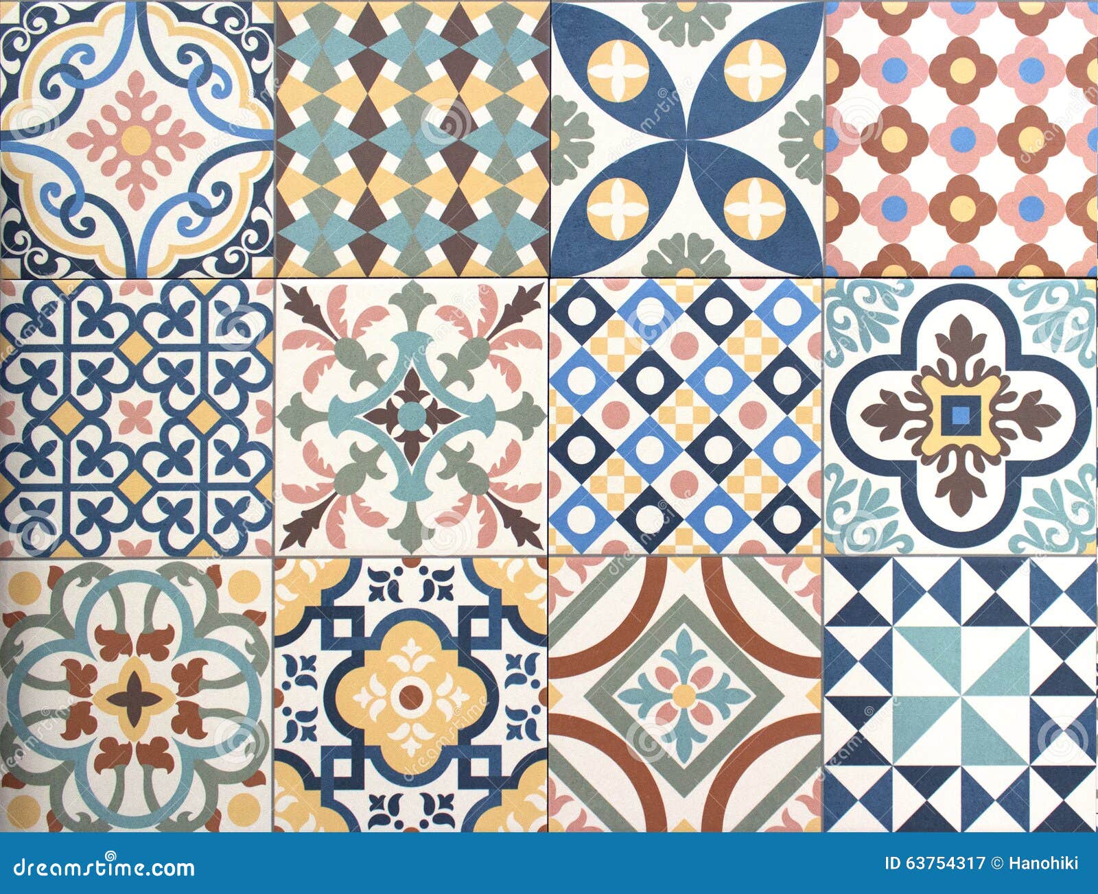Colorful, Decorative Tile Pattern Patchwork Design Stock Image - Image ...