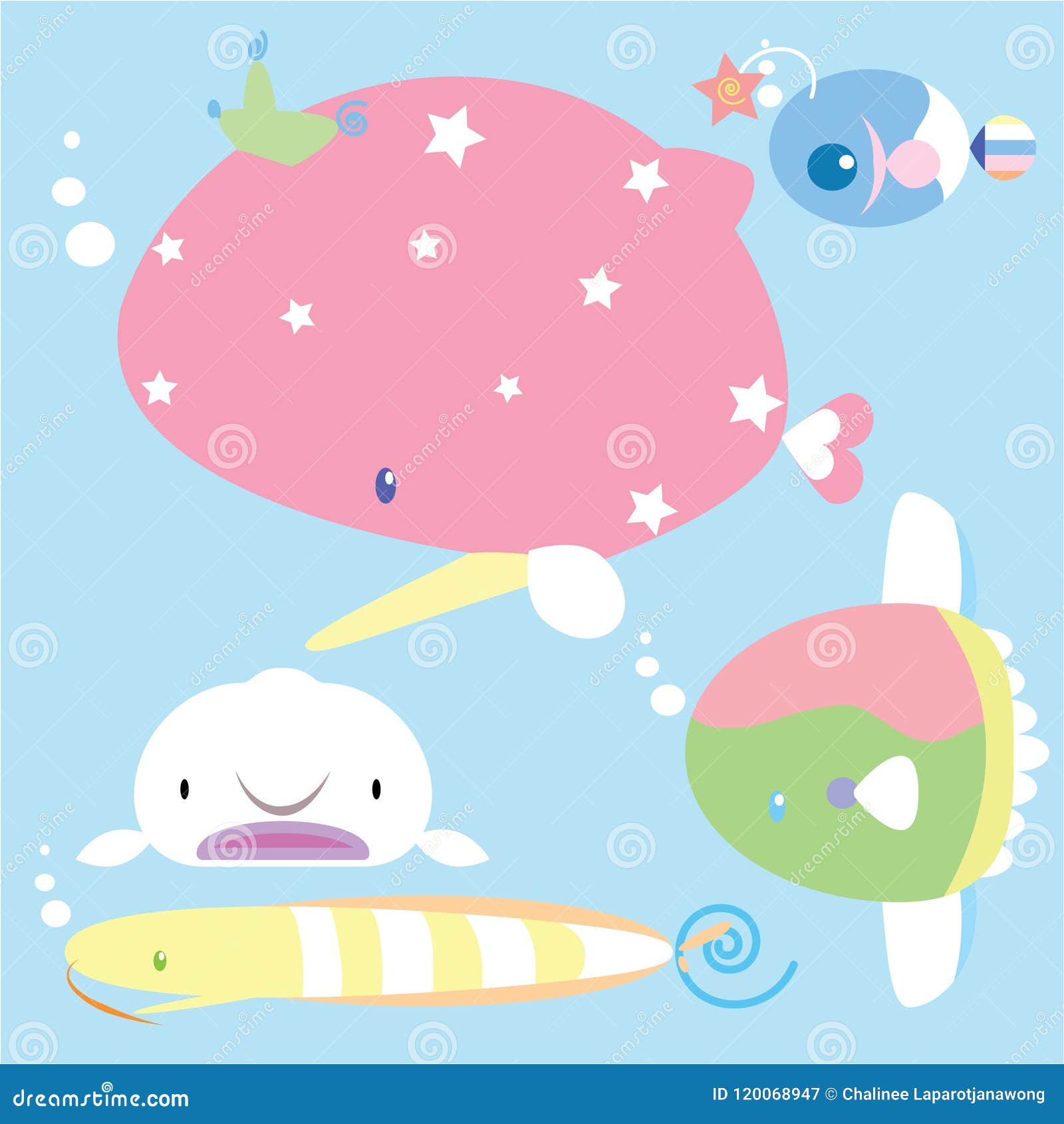 Colorful Anglerfish With Golden Fish Inside Light Bulb Stock ...