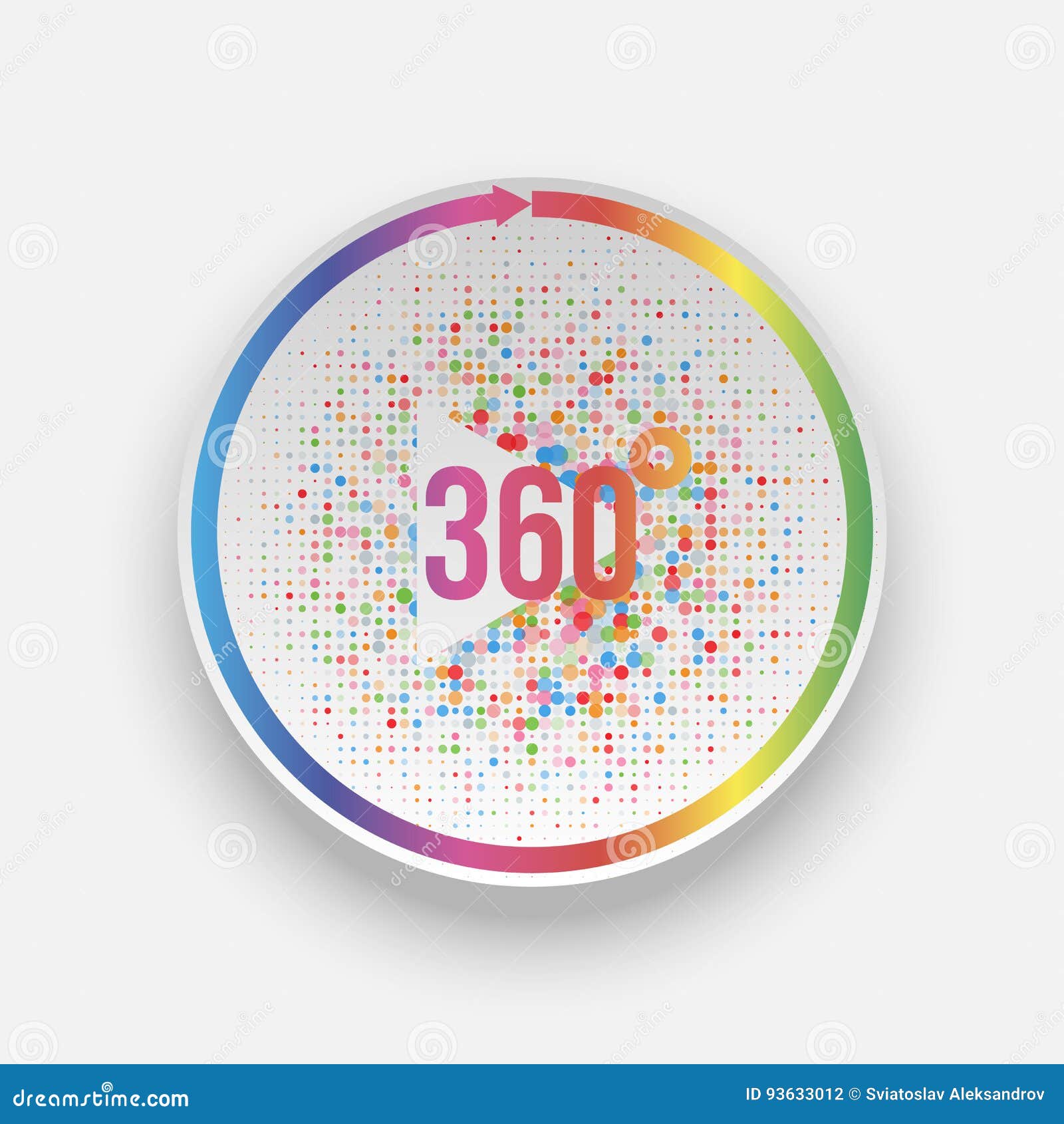 Colorful 360 Degrees Play Button with Arrow Stock Vector - Illustration ...