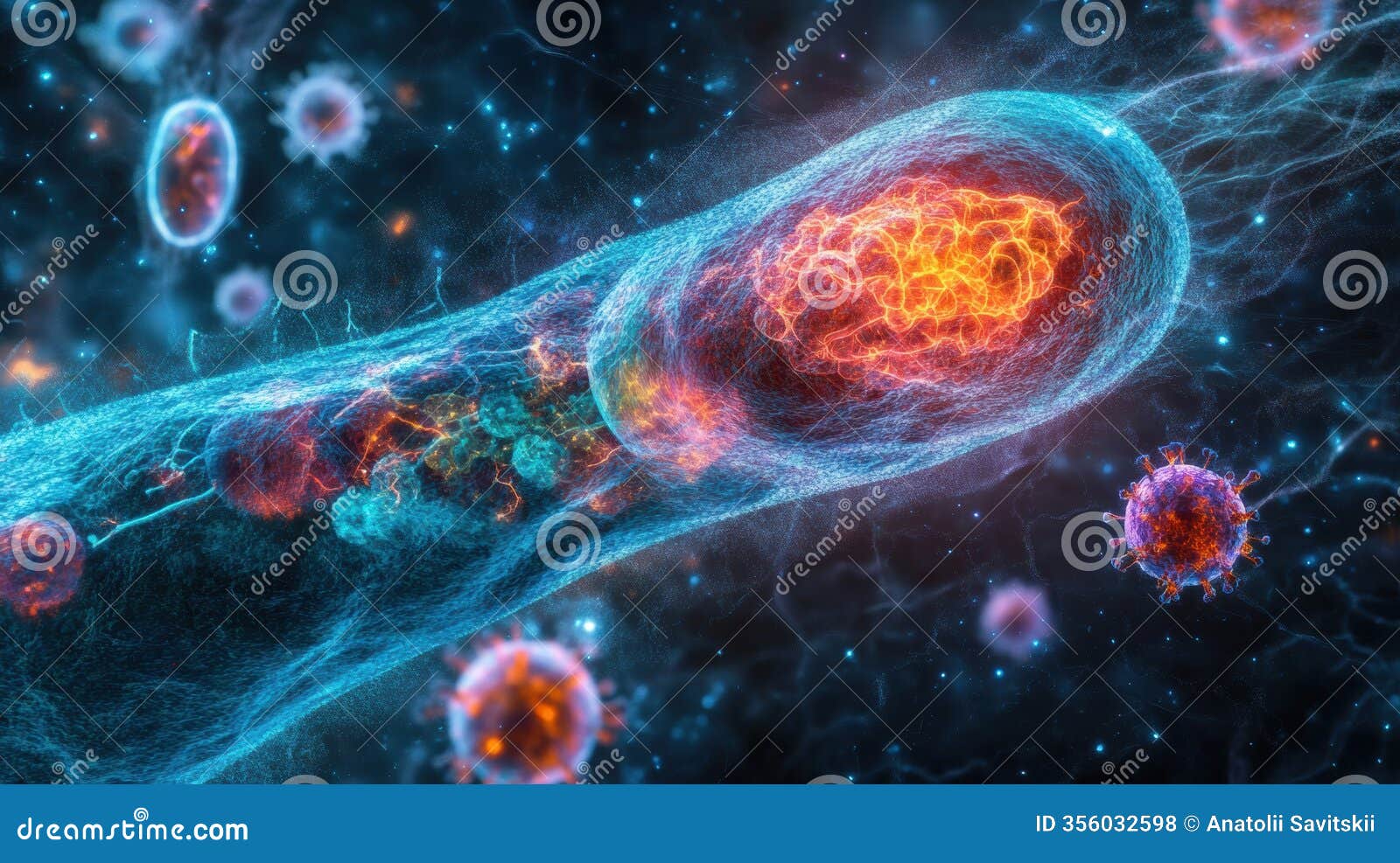 Colorful Depiction of Cellular Activity Showing Interactions between ...