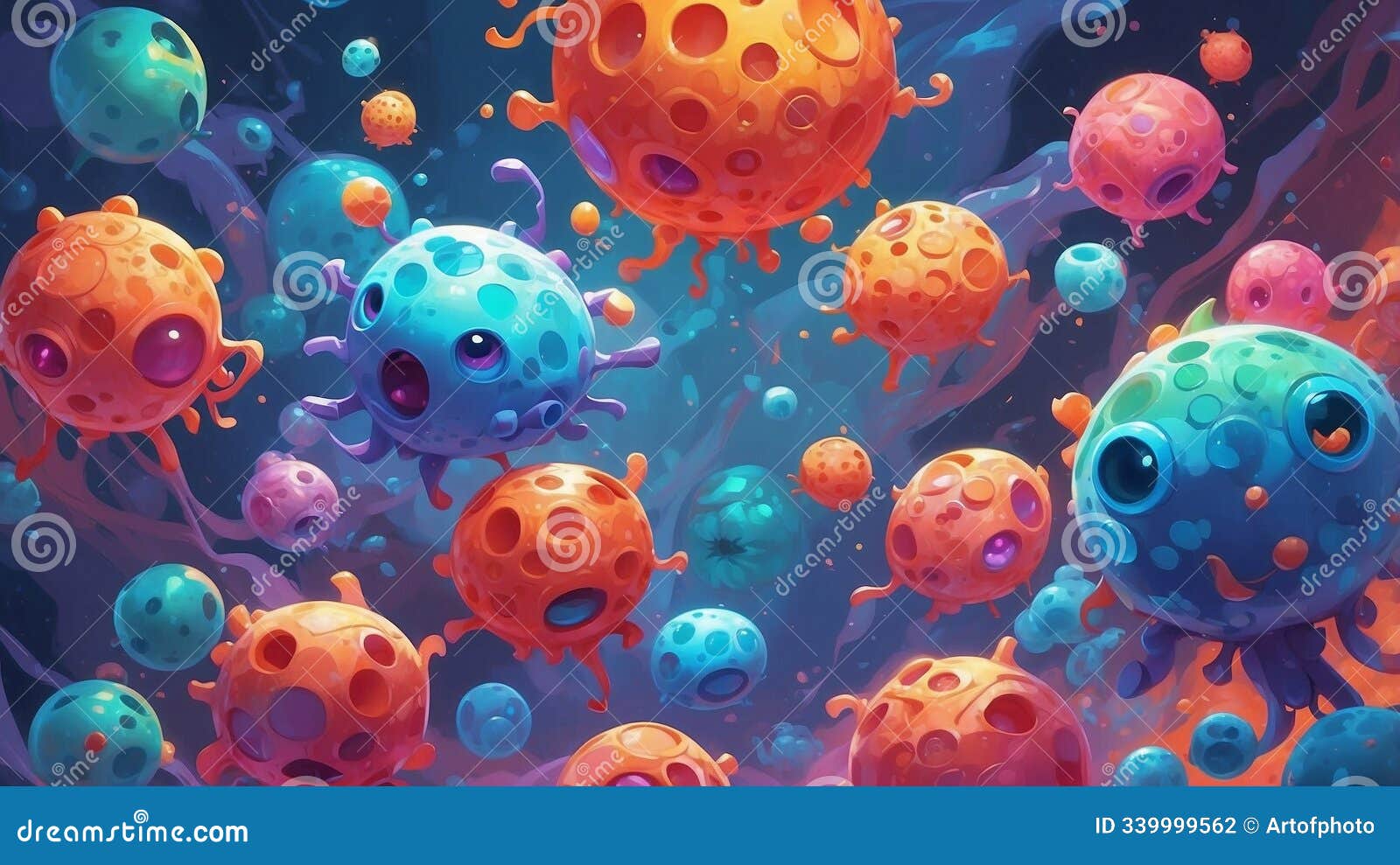 Colorful Depiction of Immune System Cells Interacting in a Vibrant and ...