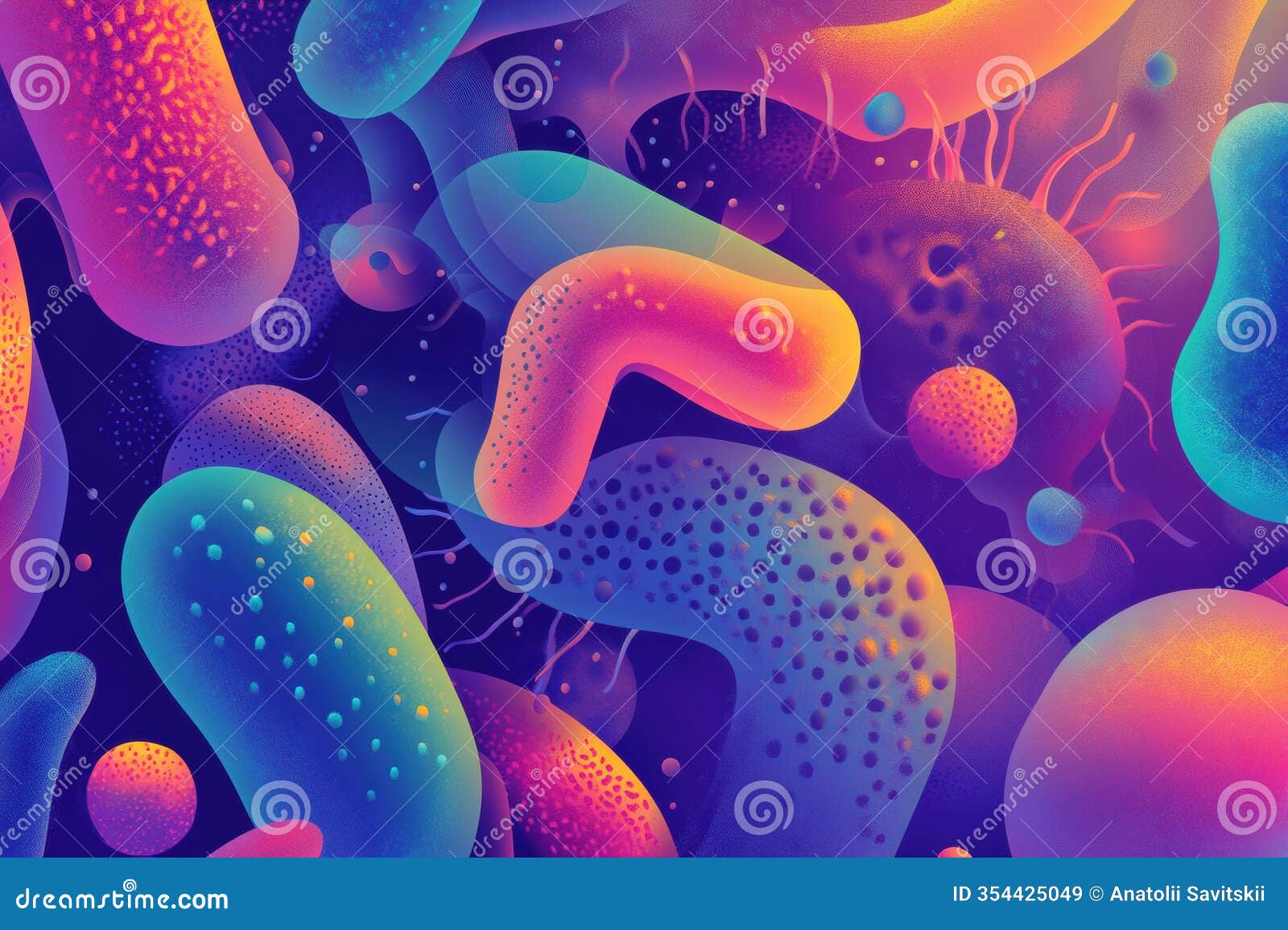 Vibrant Illustration Showcasing Diverse Microbial Life in Unusual ...