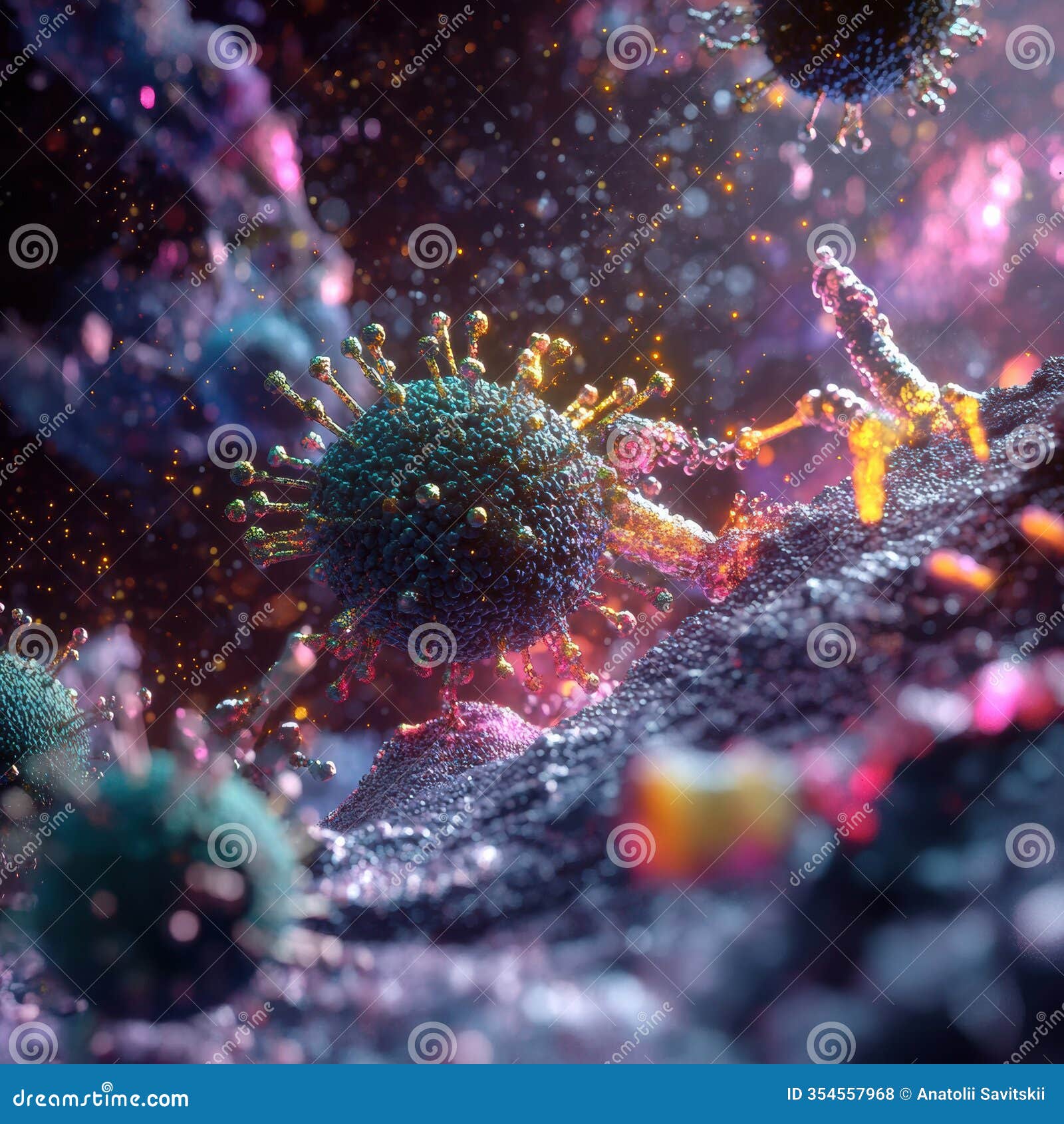 Viruses Invading Human Cells in a Microscopic View of Cellular ...