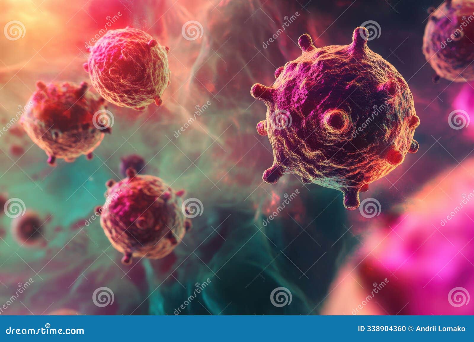 Colorful Depiction of Viruses Under a Microscope Stock Photo - Image of ...