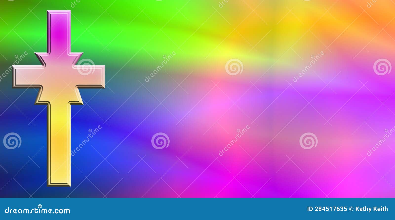 Beveled Gradient Cross on Multi-color Gradient Background Stock Image ...
