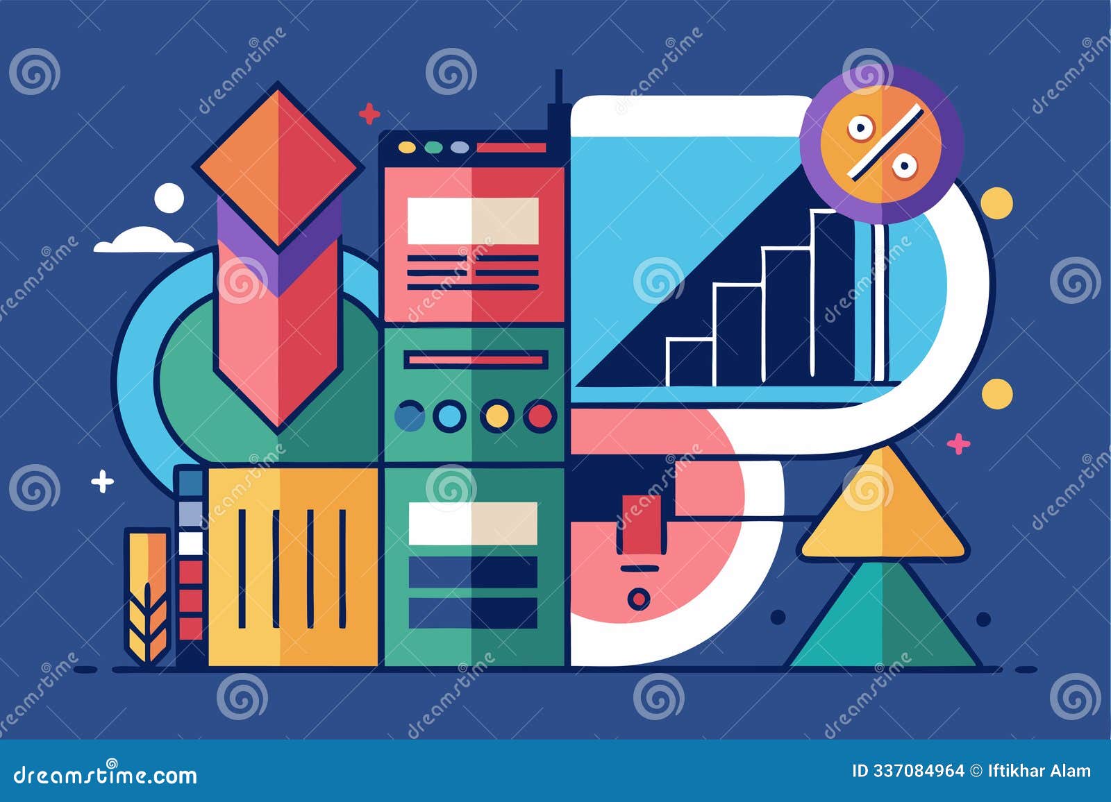 A Colorful Design Featuring Geometric Shapes, Graphs, and Interactive ...