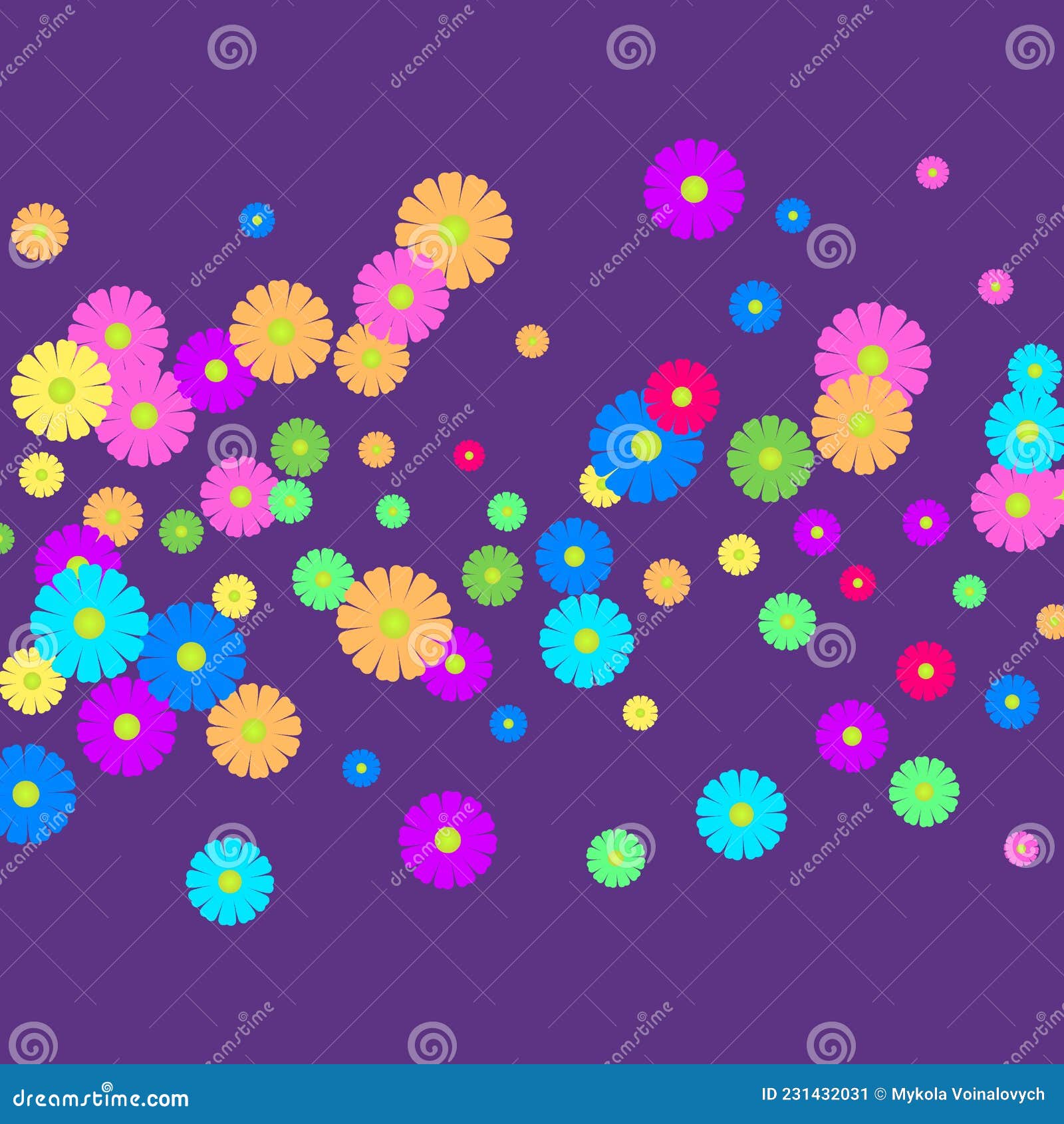 Colorful Design Spring Background with Beautiful Flowers. Vector ...