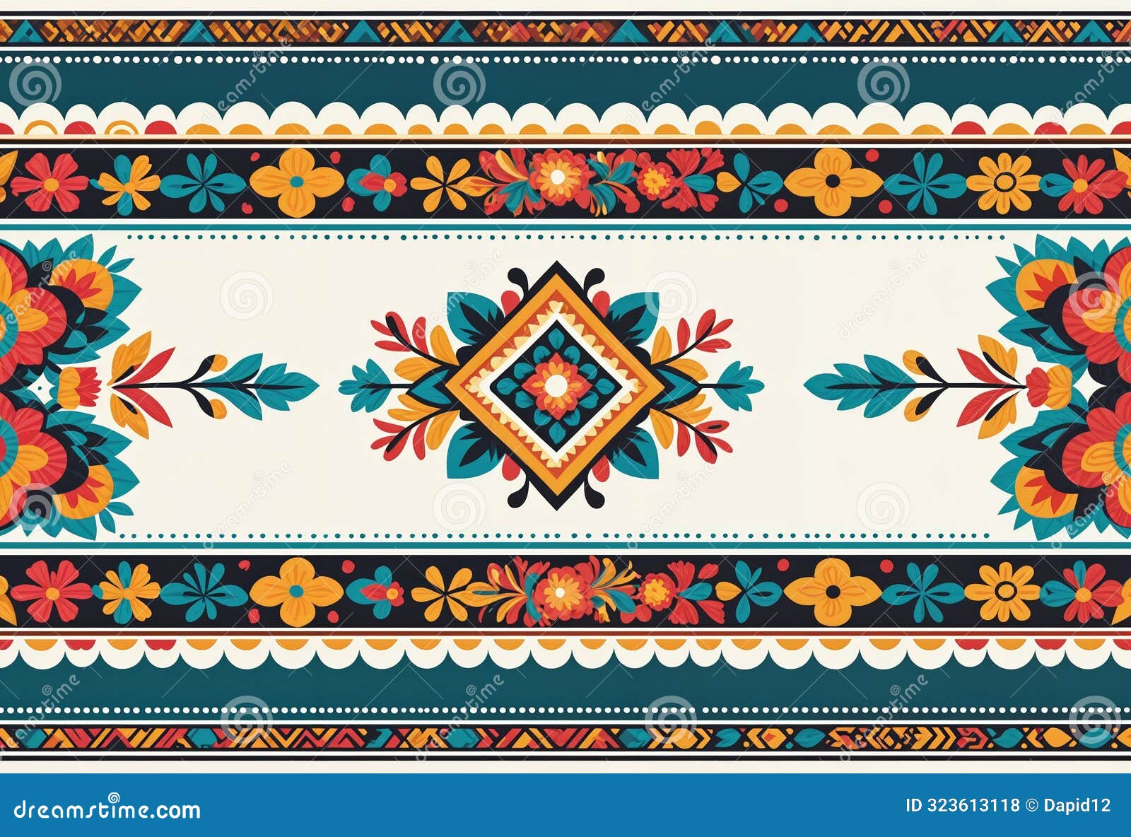 A Colorful Design with a Traditional Mexican Pattern Design and Geometric Designs on it Stock ...