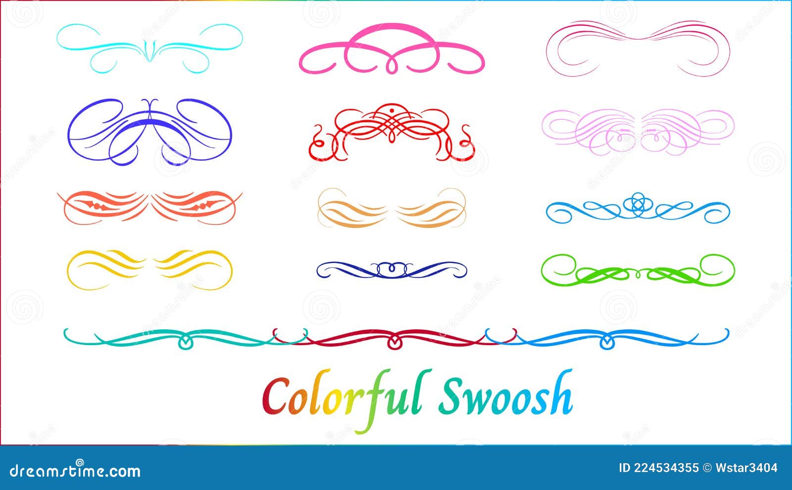 Colorful Designer Swoosh Flourishes Decoration Elements Set Stock ...