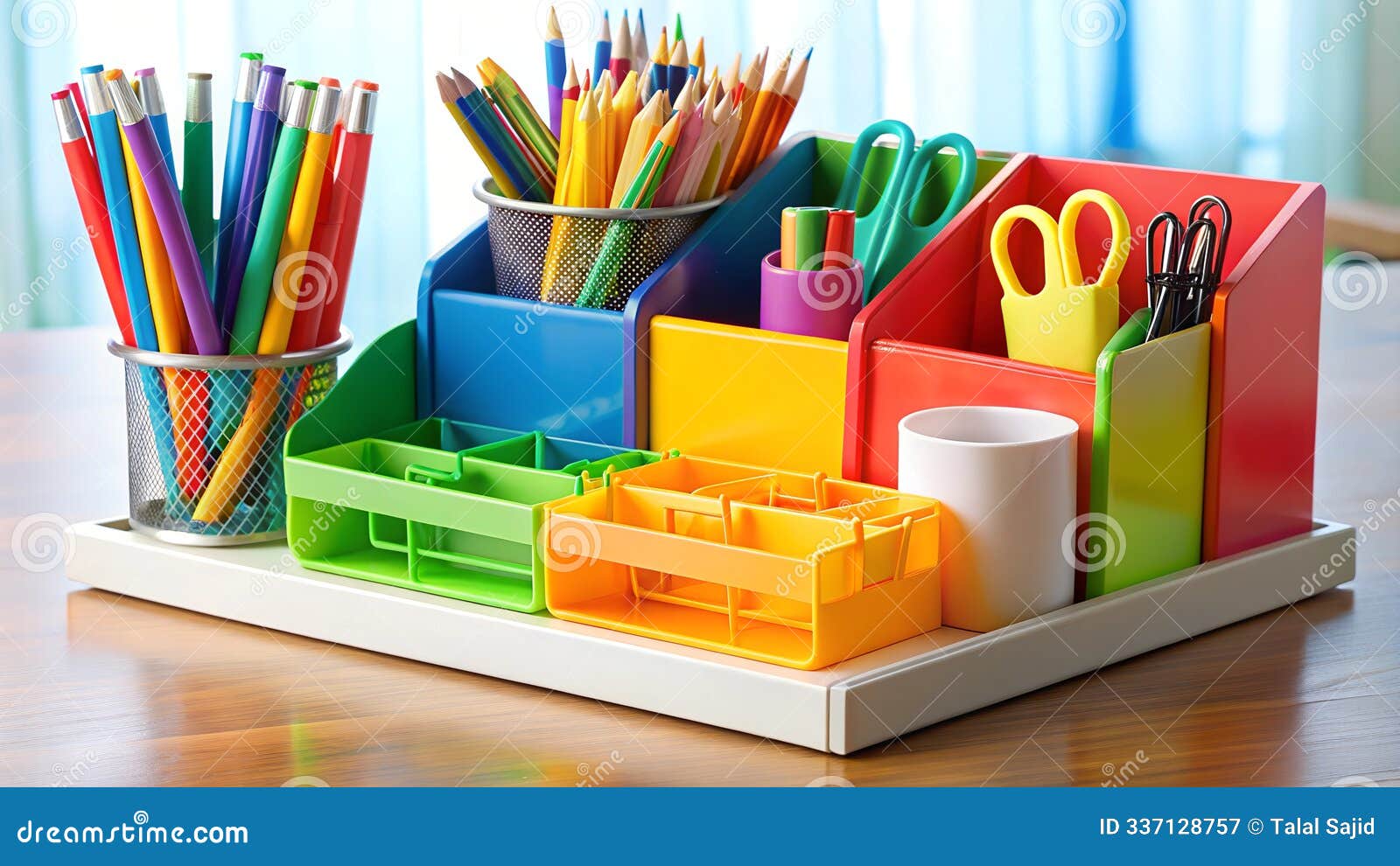 Colorful Desk Organizer with Compartments for Pens - Office Design ...